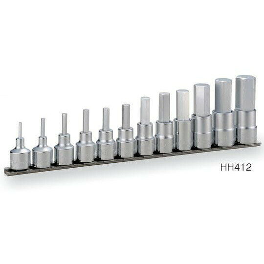 TONE(トネ)の一覧はこちら●差込角12.7mm(1/2inch)●ヘキサゴン●ミリ●Multiple●六角穴付きボルト・ねじの締付け、緩め作業用。●ソケットの取り外しが容易なアルミタイプのソケットホルダで作業効率がアップします。ねじ穴付...
