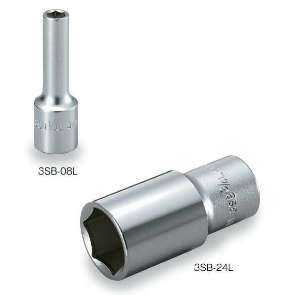 TONE(トネ)の一覧はこちら●差込角9.5mm(3/8inch)●二面幅5/8inch●6角●二面幅5/8inch●インチ●構造用鋼●ボルト・ナットの締付け・緩め作業用。●ボルトが突き出したナットを回すのに最適です。深い箇所のナットにも最...