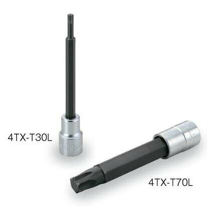 TONE(トネ)の一覧はこちら●差込角12.7mm(1/2inch)●T型トルクス●T40L●構造用鋼●T型トルクスねじの締付け、緩め作業用。●強力ロングタイプです。早回しに便利なローレット加工仕上げです。●TORXおよびトルクスは米国Ac...