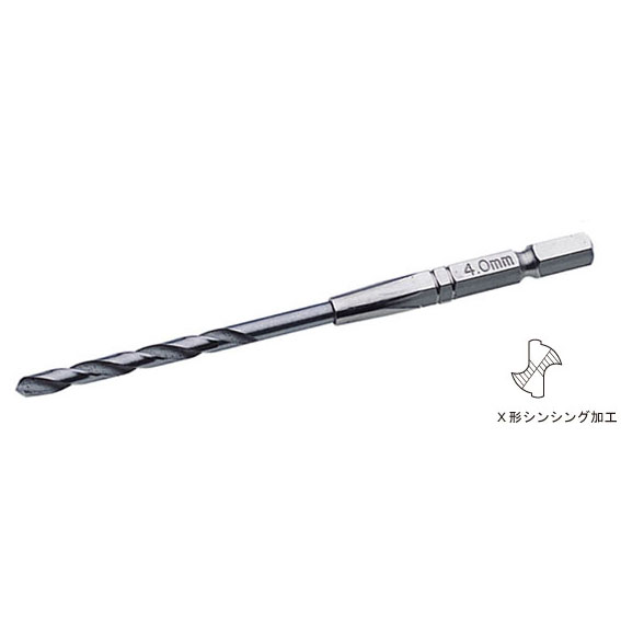 TOP(トップ)の一覧はこちら被削材：鉄、アルミ、銅、木材六角シャンクだから電動ドリルにワンタッチ取り付けができます。刃先にX形シンニング加工が施されていますので、刃先が「逃げ」ず、正確な位置に穴あけができます。呼び寸法　7.0mm全長　1...