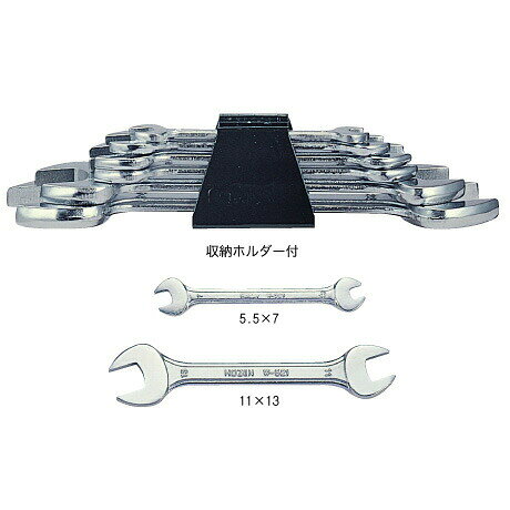 HOZAN(ホーザン)の一覧はこちら設備機械・自動車等の整備に。6丁組スパナセットサイズ：5.5×7/8×10/11×13/12×14/17×19/22×24mm入数：6本組重量：580gJANCD:4962772085219【銀行振込・コ...