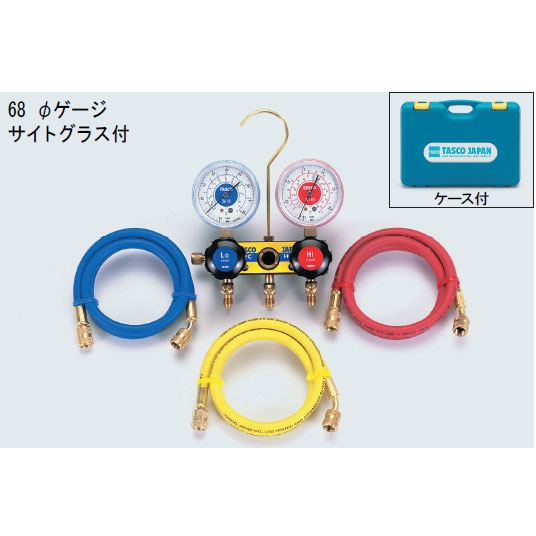 イチネンTASCO (タスコ)の一覧はこちら分類：冷凍・空調工具 ＞ マニホールド【詳細スペック】マニホールド：■ ゲージ取付ネジ…1/8″NPT■ ホース接続ポート…1/4″フレア（TA120T）（TA120TH）連成計・圧力計：ー0.1...