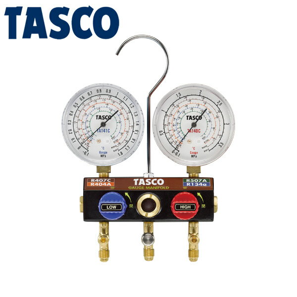 イチネンTASCO (タスコ)の一覧はこちら分類：冷凍・空調工具 ＞ マニホールド【詳細スペック】マニホールド：■ ゲージ取付ネジ…1/8″NPT■ ホース接続ポート…1/4″ フレア（TA124W-1）（TA124WH-1）圧力計・連成計...