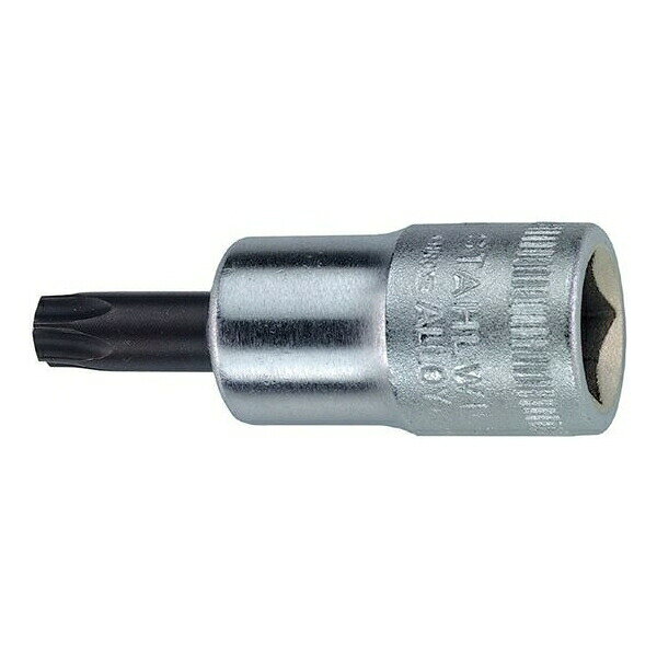 STAHLWILLE(スタビレー)の一覧はこちら頑丈な圧入式の3／8"SQトルクスビットソケット●サイズ：T25●全長(L1；mm)：49●軸長(L2；mm)：17●ソケット部外径(d；mm)：17.8●質量(g)：46●先端外形寸法(mm...