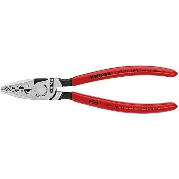 KNIPEX(クニペックス)の一覧はこちらDIN46228第1項および第4項に準じる0．5～16mm2までのエンドスリーブの圧着に。●クリンピング能力(mm2)：0.25-16●クリンピング能力(AWG)：23-5●質量(g)：205●DI...
