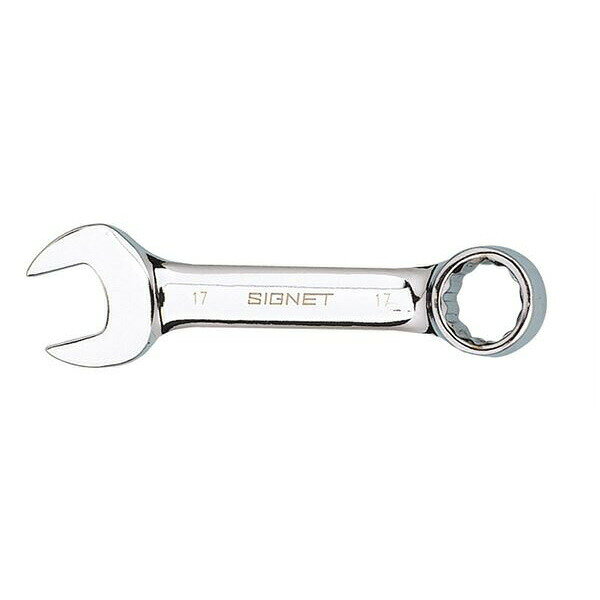 SIGNET(シグネット)の一覧はこちらミラー仕上げが美しいショートタイプ●サイズ(mm)：17●全長(L；mm)：125●スパナ部幅(B；mm)：35.0●メガネ部幅(D；mm)：26●スパナ部厚み(A1；mm)：7.0●メガネ部厚み(A...