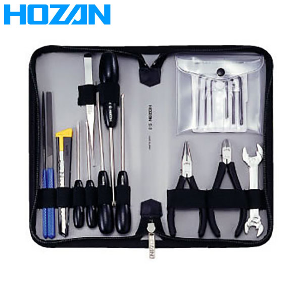 HOZAN(ホーザン)の一覧はこちら持ち運びに便利な工具セット！セット内容 14点プラスドライバー：D-130-75、D-140-100プラスドライバーNo.2マイナスドライバー：D-230-75ヤスリ丸：K-160ヤスリ平：K-162ミニ...