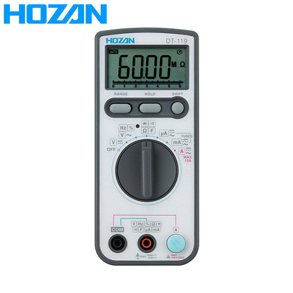 HOZAN(ホーザン)の一覧はこちら多機能なデジタルマルチメータ直感的に値が確認できるバーグラフ付。立てかけて使用可能なスタンド付き。視認性に優れた導通チェック用LED搭載。□DT-113-1/キャリングケース（DT-510Z） 付JANC...