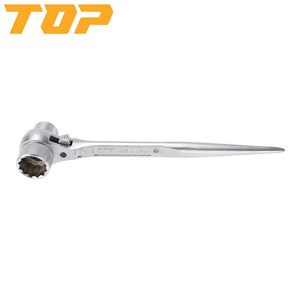 TOP(トップ)の一覧はこちら 2段爪の採用により、細かいラチェット駆動を実現しました。全長は230mm、業界最小・手のひらサイズのコンパクトラチェットレンチです。21mm側に早廻しローレット付きです。本体はもちろん、爪も鍛造品で強度抜群で...