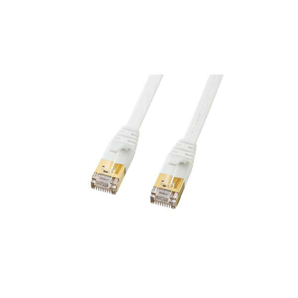 サンワサプライの一覧はこちら■ケーブル長：0.5m■ケーブル色：ホワイト■コネクタ形状：RJ-45シールドコネクタ(ラッチカバー付き)■ケーブル構造：より線、1.9mm×6.0mm■結線：ストレート全結線■対応伝送帯域：カテゴリ7(10GB...