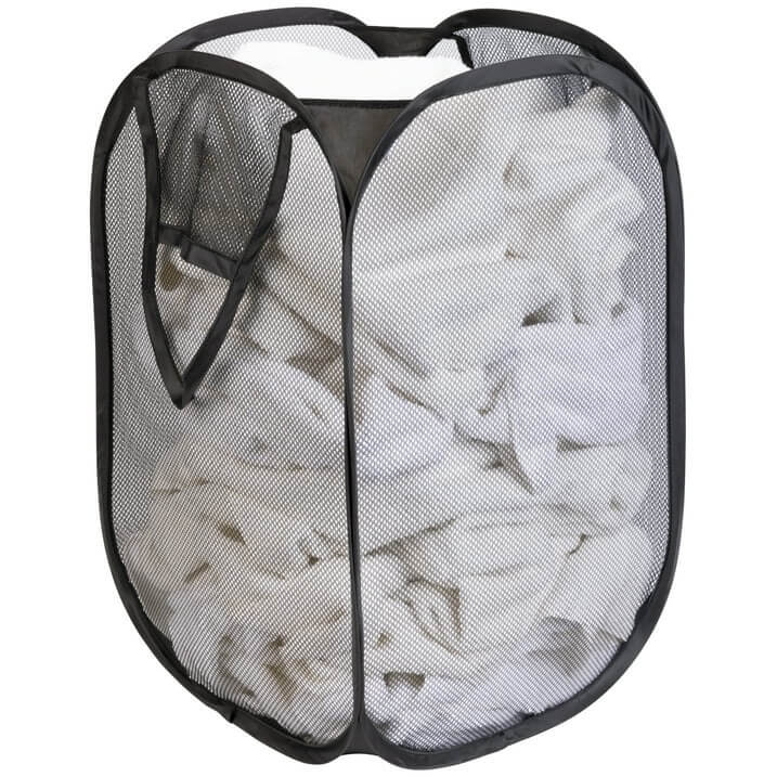 洗濯物 2 回分まで収納可能 持ち運びに便利なハンドル 折りたたみ可能 平らに折りたたんで簡単に収納可能 丈夫なメッシュ素材 寸法: 幅 33センチ x 長さ 33センチ x 高さ53.3センチ■Mainstays メッシュ ランドリーバッ...