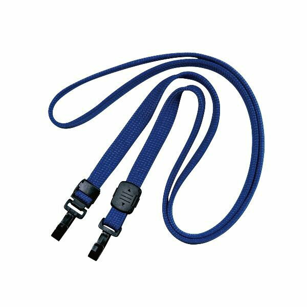 ●ありそうで、なかった！名札用ケースが裏返らないダブルフック式です。●安全装置、長さ調整付●入数：10本●ひも：再生PET●ひも：長さ約90cm/幅約10mm4970115560491