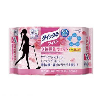 ■掃除機・雑巾がけが1度に。1枚で15?20畳の広さに対応。99％の除菌／洗浄成分配合。さわやかなローズの香り。■シート寸法：縦205×横285mm■材質：PP，ポリエステル■商品のパッケージデザインは変更されることがあります。ご了承くださ...
