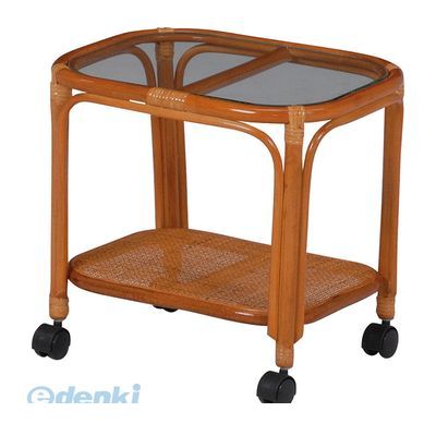 【商品説明】■天板には強化ガラス使用。キャスター付きだから移動もラクラク。■商品サイズ（外寸）：(約)幅45×奥行35×高さ40cm【内寸及び補足説明】■ キャスター付【成分材質】主材:籐　天板:強化ガラス5mm4934257143530