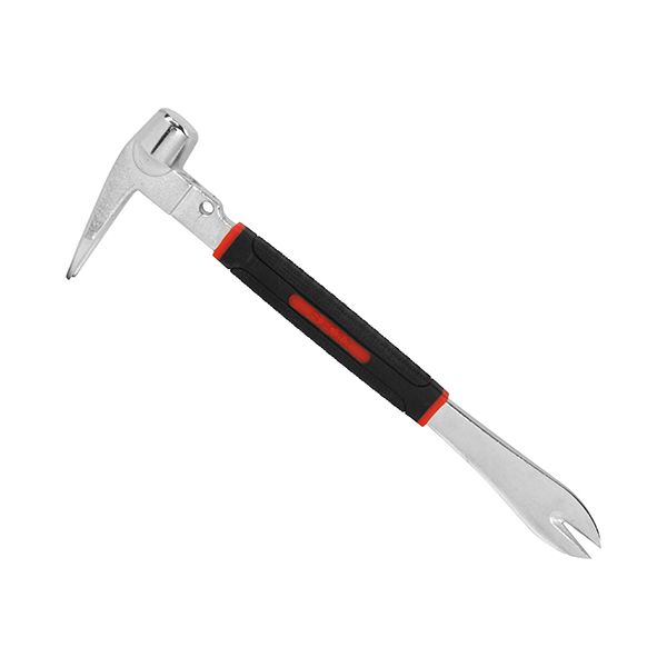 【用途】釘抜き・内装はがし作業。【機能・特徴】作業中の、ちょっと叩きたいという場面に最適な、ハンマー付きの内装バールです。ハンマーヘッド付きで、叩く作業が出来、釘抜き・ボードや内装材のはがし作業にも最適です。二重成形のソフトグリップ仕様で、...