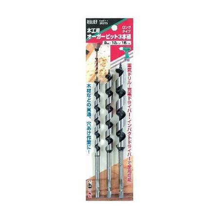 【商品説明】●木材などの貫通、穴あけ作業に。●使用可能機種:電動ドリル、充電ドライバー、インパクトドライバー軸径φ6.35mm六角軸で使用可能。●3本組セット明細:(1)径9mm全長180mmネジ丈110mm穴あけ可能板厚105mm(2)径...