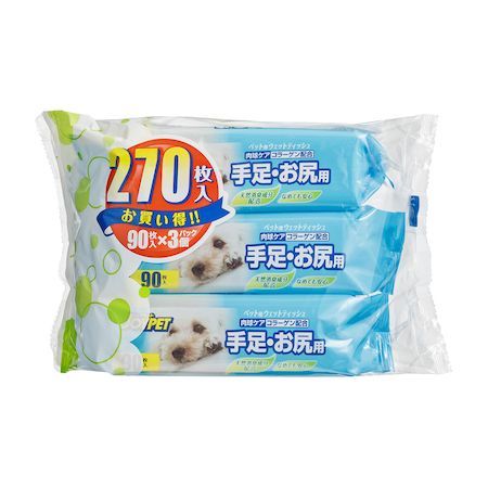 【商品説明】●天然消臭成分を配合しているからニオイすっきり。●肉球ケアのコラーゲンを配合。大切な肉球やデリケートなお尻の汚れ拭きに。●なめても安心な成分で、肌にやさしい弱酸性処方。●無香料、ノンアルコール。●成分：精製水、保湿剤、水溶性コラ...