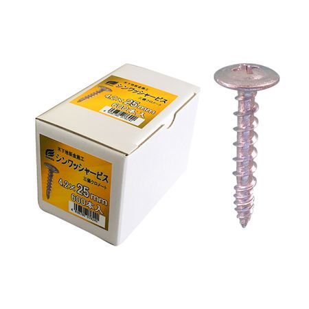 株式会社ウイング0794-82-1300【商品説明】●スッと入る特殊先端形状。ビスがこけない、滑らない、細かい切粉（鉄粉）がでない。●しっかり抑えの効く、高さを抑えたシンワッシャーヘッド。●材質　鉄●表面処理 3価クロメート●シンワッシャー...