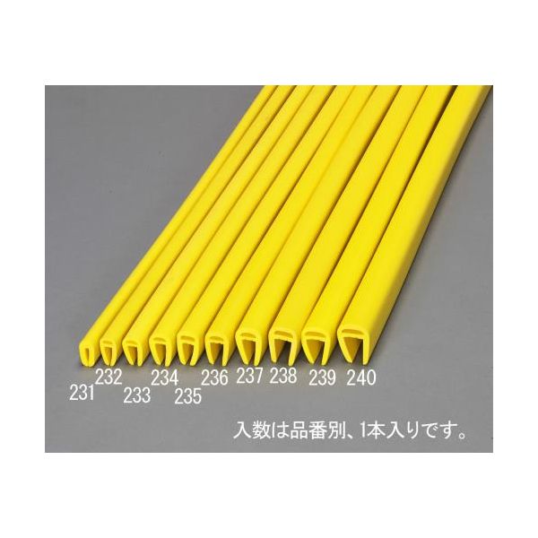 エスコメーカーお問い合わせ：06-6532-6226●材質…軟質塩ビ●サイズ…38×24×1000mmmm●H鋼適合幅…12×26mm●カラー…レモンイエロー●H鋼のエッジ、L型アングルのカット面など、むき出しになった鉄板のエッジ部分の保護...