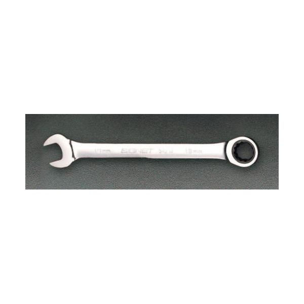 エスコメーカーお問い合わせ：06-6532-6226●対辺…16mm●全長…208mm●厚み…9.6×10.5mm●重量(g)…158●ラチェットギア数…72●材質…クロムバナジウム鋼●12ポイント●ミラー仕上げ●めがね部分にラチェット構造...