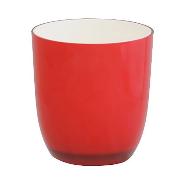 【商品説明】【用途】フラワーポット/プランター。【機能・特徴】ガラスのような質感とシンプルデザインのミニポットです。【仕様】●色：レッド。●サイズ：直径90×高さ96mm。●容量：0.4L。●底穴あり。【材質】●ポリスチレン。園芸用品 家庭...