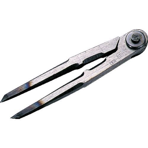 【特長】●線を分割または等分するのに用います。●ケガキ作業用です。【仕様】●全長(mm)：100●コンパスの円直径(mm)：150●硬度：HV446〜513【材質／仕上】●本体:機械構造用炭素鋼（S55C）(黒染め)【原産国】日本