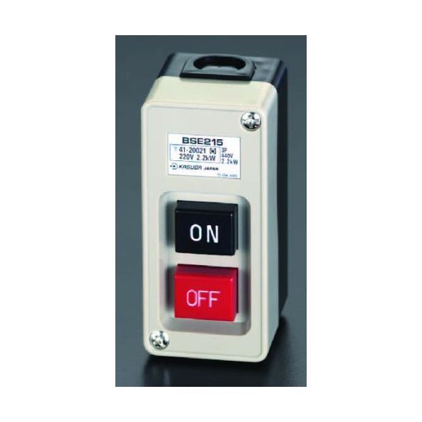 ●型式…BSE215●ON・OFFスイッチ●ケースがプラスチック製なのでアースを取る必要がありません。●サイズ…38(W)×83(H)×40.5(D)mm●極数…3P(三相)●定格通電電流…15A