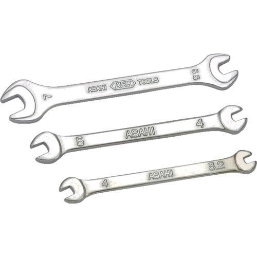 旭金属工業メーカーお問い合わせ：0256-92-7121【特長】●1本で2サイズのボルトナットの締結作業ができます。●スパナの利点である仮締め時の早回しが可能です。●口の傾き角度が約15°付いており裏表を使用することで狭い場所での作業を可能...