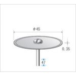ナカニシメーカーお問い合わせ：0289-64-3280【特長】●研削砥粒の突き出し量が大きく、研削性に優れています。【仕様】●粒度(#)：100●刃径(mm)：45●刃長(mm)：0.35●軸径(mm)：2.34●全長(mm)：47●最高使...