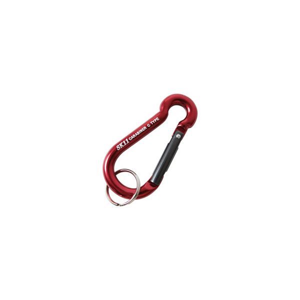 【用途】簡易工具つりさげ。【機能・特徴】つりさげたものがズレにくい形状です。【仕様】●5×50mm。●色：レッド。●アルミ二ウム。【注意事項ほか】本品は簡易に工具などをつりさげるもので、登山用ではありません。損傷摩耗などで変形した場合には使...