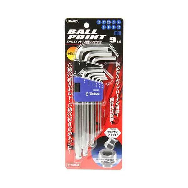 【用途】六角穴付ボルト・六角穴付き止めネジの締め付け、緩め作業。【機能・特徴】持ち運び、保管、レンチの取り外しに便利な開閉式ホルダータイプです。【仕様】●セミロング。●セット内容：1.5・2・2.5・3・4・5・6・8・10mm。●最大傾き...