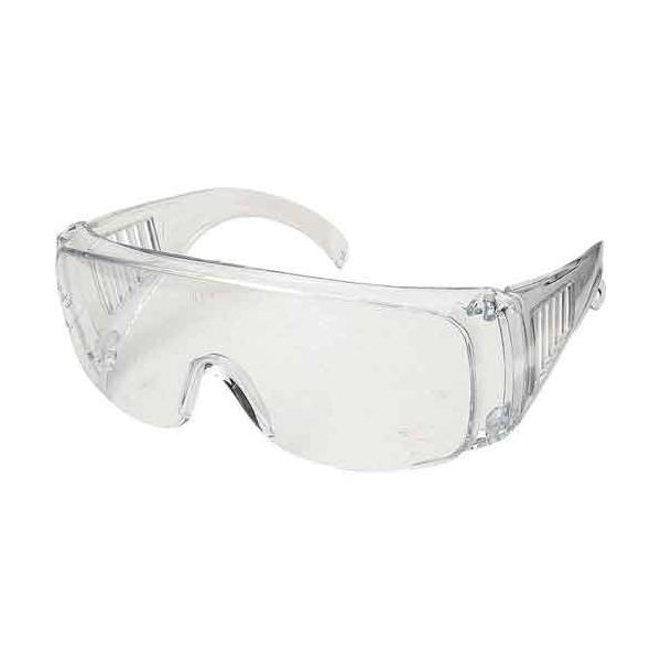【用途】飛来物が発生する作業時の眼の保護。【機能・特徴】度付眼鏡の上からかけることができます。紫外線を99.9%カットします。かけ疲れしにくい軽量タイプです。【仕様】●レンズカラー：クリアー。●レンズ仕様：紫外線99.9%カット。●レンズ：...