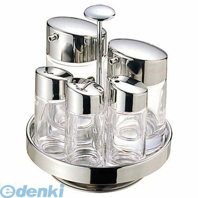 ●外寸1：φ123×H150●材質1：18-8ステンレス●材質2：ガラス●正油さし、ソースさし、塩入れ、コショウ入れ、楊枝入れ●1辺(mm)：160●2辺(mm)：170●3辺(mm)：140●重量(g)：900●製品重量(g)：80045...