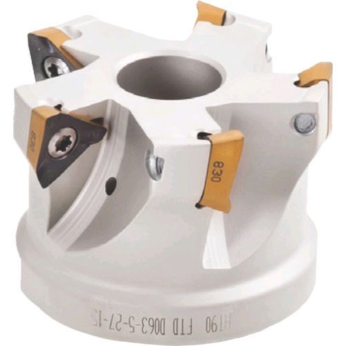 イスカルジャパンメーカーお問い合わせ：06-6835-5471【特長】●3コーナー使いフライス工具です。●高精度90°肩削り加工を実現し、最新チップ形状は切削抵抗を低減し、マシン動力を抑制します。●3コーナー使いヘリカル切刃三角形チップはコ...