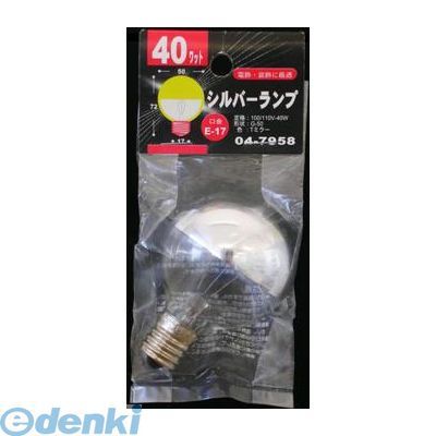 ●ガラス球の内面にアルミニウム反射鏡をつけた電球です。●店舗やレストランなどの装飾に適しています。●平均寿命：1500時間●定格：100／110V−40W●形状：G−50●口金：E17●直径50×長さ72mm4971275479586