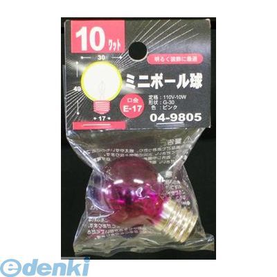 ●透明カラーによりキラリと輝きが見えます。●装飾、電飾用に使用されます。●定格：110V−10W●形状：G−30●口金：E17●色：ピンク●直径30×長さ49mm≪G−30（径30mm）タイプ、G−25（径25mm）タイプのミニボール球ライ...