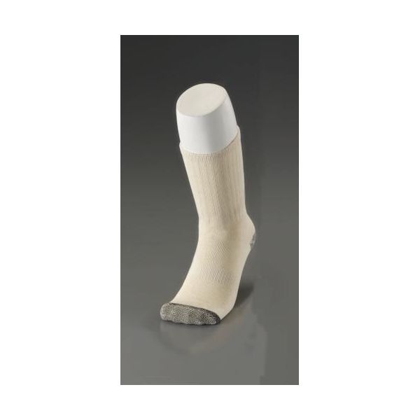 ●材質…綿・ポリエステル・ポリウレタン●カラー…生成り●指先形状…先丸タイプ●サイズ…25〜27cm●伸縮性のあるポリウレタン糸をしようしているので、靴下全体が足にフィットします。●土踏まずとふくらはぎ部分でWサポート、靴下がよりずれにくく...