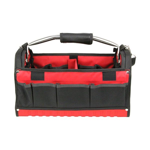 【用途】工具・道具・資材等の収納、持ち運び。【機能・特徴】外側、内側ポケットで簡単に整理できます。可動式ハンドルで持ち運び、出し入れが簡単です。取り外し可能なカバー付きです。取り外し可能な内側ポケット付き仕切りがあります。【仕様】●サイズ：...
