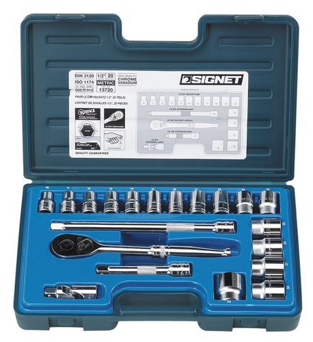 ■ミラー仕上げが美しい1/2DRスタンダードソケットレンチセット■ブローモールドケース入り●差込角(DR)：1/2ギアレンチ・各種工具【シグネット】 ＞ 1/2ソケット・アクセサリ4545301003016