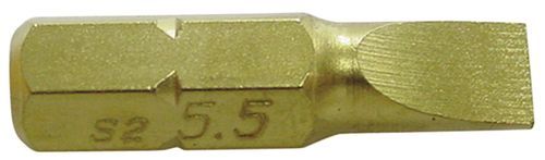 ●差込角(HEX)：1/4●全長(mm)：25●硬度(HRC)：57〜59●材質：S2合金鋼●サイズ(mm)：6.5●耐久性に優れたチタンコーティングを施したマイナスビット。※メイン画像は品番：21444です。