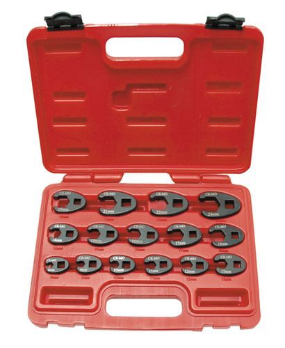 ●15サイズ入りのクローフットレンチセット●全長(mm)：34(8・9mm）、37(10mm)、39(11・12mm)、43(13・14mm)、44(15・16mm)、48(17・18mm)、49(19mm)、56(21・22mm)、59(...