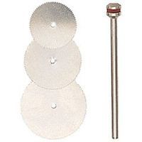 女性にもおすすめ！小径丸のこ刃 3種セット ●用途/木、アルミ、プラスチックの切断 ●シャフト径/2.35mm ●材質/鋼材 ●アーバーシャフト付き ●最高対応回転数/20000min-1（回/分）輸入工具 ＞ PROXXON（プロクソン）...
