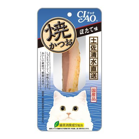 【商品説明】■宗田鰹をジューシー感たっぷりに焼き上げました。■保存料、着色料、発色剤は使用しておりません。■ほたて味。■原材料：宗田鰹、ほたてエキス、ビタミンE、緑茶エキス■保証成分：粗たん白質28.0％以上、粗脂肪2.8％以上、粗繊維0....