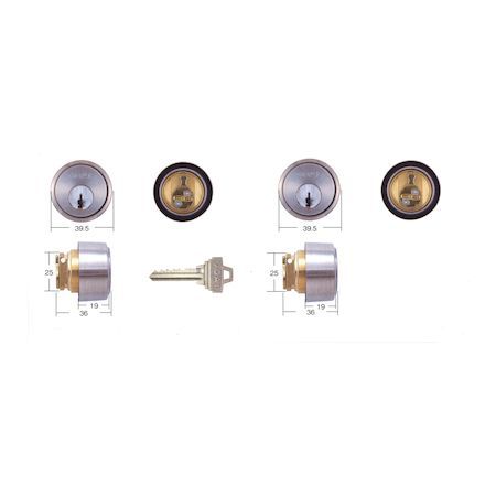 【商品説明】●シリンダーの名称：6本ピンシリンダー●本体数量：2個●附属キー本数：3本●色/仕上げ：ステンレス・ヘアーライン●仕上げ記号：11●対応扉厚：28〜38mm●取替用シリンダー