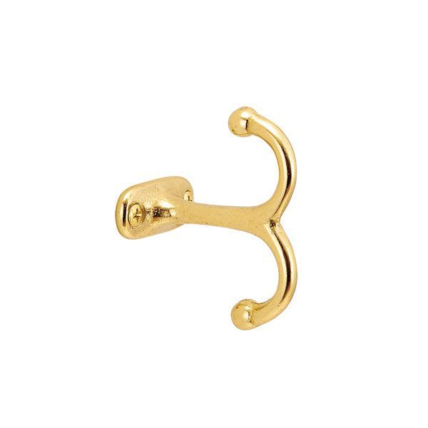 ●特徴：天井用軽量物のダブルフック。ハンガー・オブジェ等を天井からつるせます。●用途：アンテーク調な家具・レトロ調なデザイン家具などに、店舗やホテルやゲストハウスから戸建て住宅・マンションに●主材質：真鍮●色/仕上：金色/真鍮クリアー仕上げ...