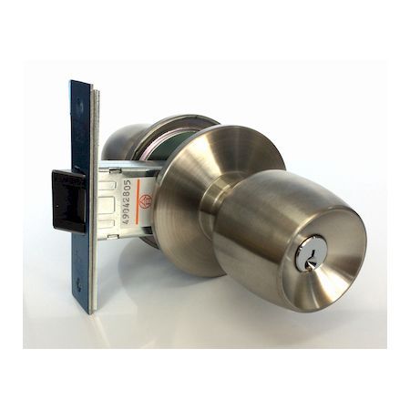 【商品説明】●インテグラル錠　Gシリーズ●仕様：玄関錠●バックセット：64mm●フロントサイズ：H100mm×W25mm●握玉（ノブ）：Q型●勝手：左右、内外共通●シリンダー：6本ピン●取付可能扉厚：33mm以上〜43mm未満●室内側：ノブ...