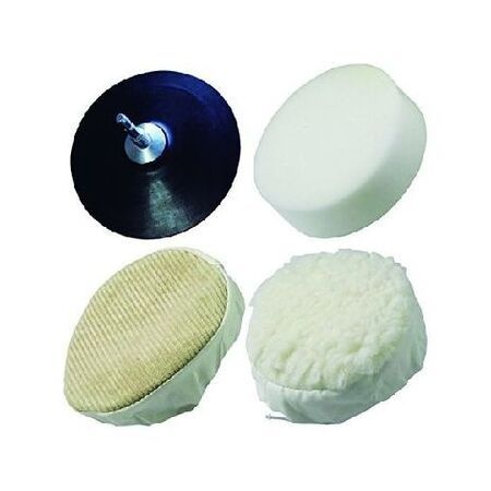 【商品説明】●ディスクペーパー・バフ用インパクト軸付マジックパット4点セット●研磨・ツヤ出し加工に最適！●用途（1）：スポンジ・・・クッション性に優れています！（ガラス、プラスチック製品、車の塗装面、ホイールの汚れ落とし用）●用途（2）：コ...