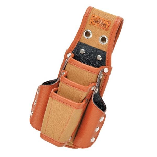 【商品説明】●特徴●傷みやすいベルトの芯と表面に補強材を使用●高級感のあるレザー生地●ツールケース5丁差　●仕様、規格●寸法　H260×W130×T80●材質　生地レザー、金具スチールメッキ