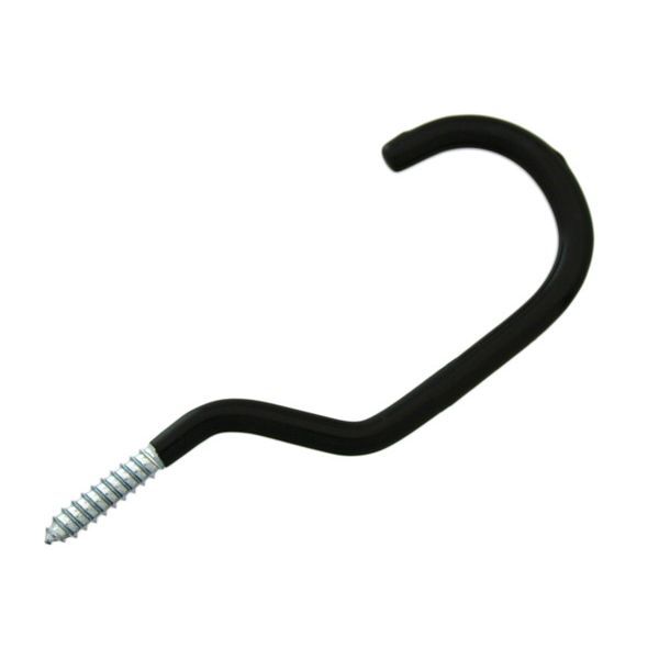 【商品説明】●木材壁にがっちり取付けできる、シンプルな金属フックです。●壁掛け・物掛けフックシリーズ●カラー：黒●サイズ：8×120mm●材質：鉄・ビニールコーティング