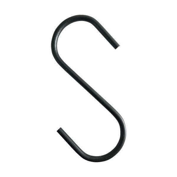 【商品説明】【特長】●スチール製S字フックです。【用途】●物の吊り下げ、引っ掛けとして。【仕様】●色：黒●使用荷重(kN)：0.15●D(mm)：4●L(mm)：52●S(mm)：14【材質／仕上】●スチール●表面処理：粉体塗装